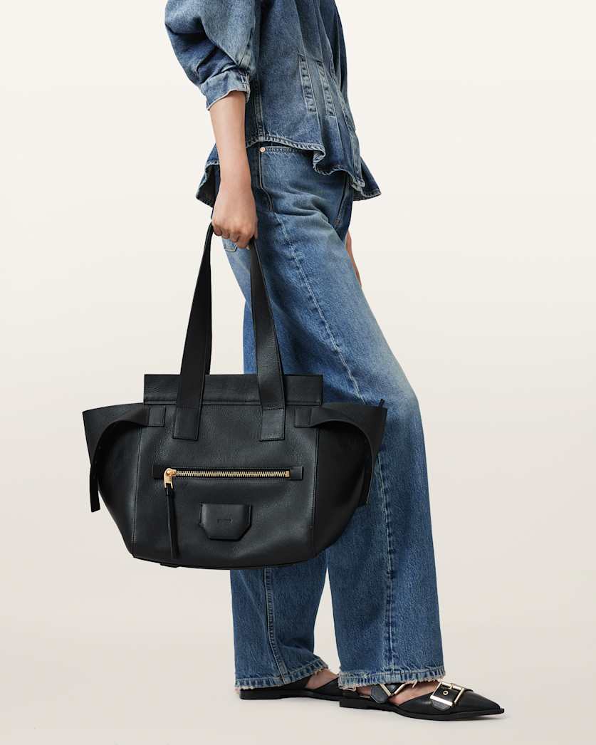 Perez Leather Shoulder Bag Black | ALLSAINTS